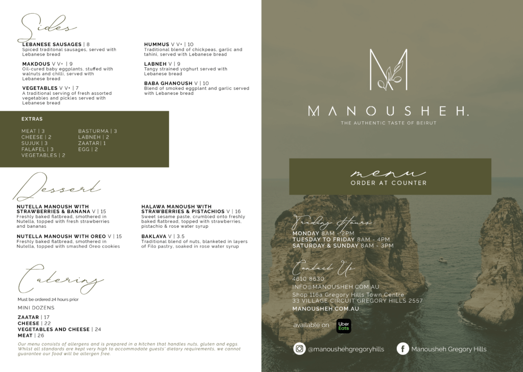 Menu – Manousheh